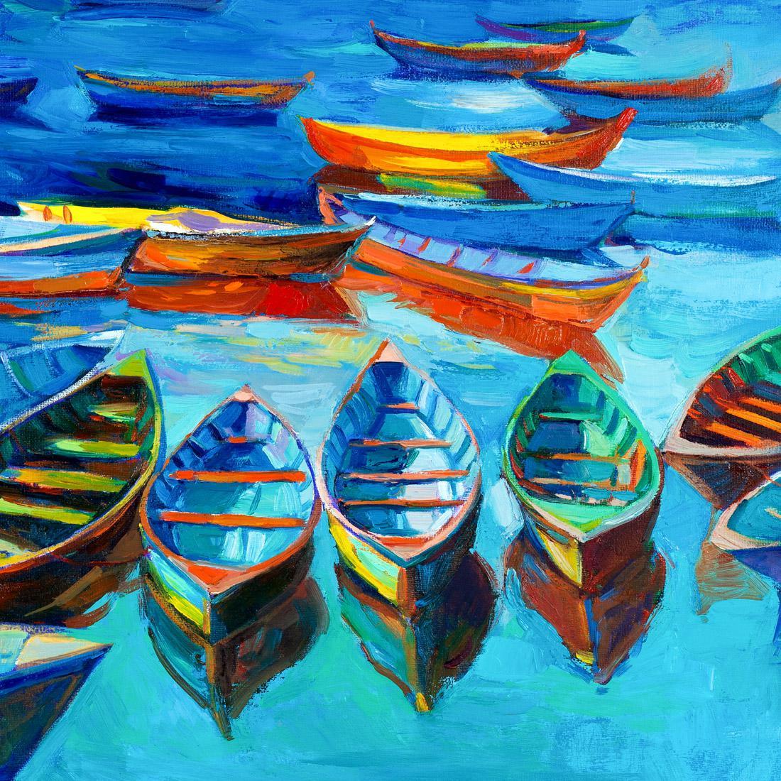 Stranded Row Boats (square) Wall Art | The Canvas Art Factory – Wall ...